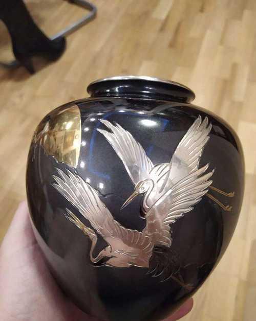 Японская бронзовая ваза, Журавль