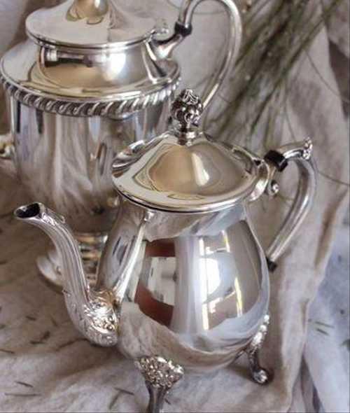 Старинный Чайник кофейник серебрение