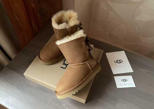 Детские Угги Ugg Australia с лентами цвет Chestnut