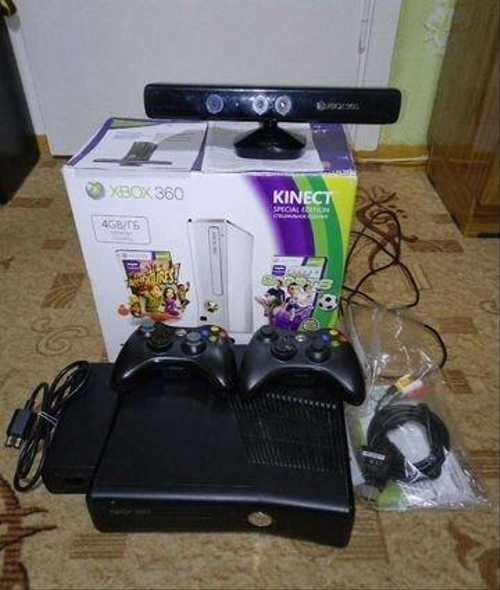 Xbox 360 slim freeboot(500Gb) +Kinect+2 Джойстика