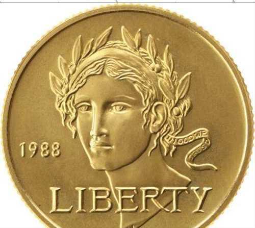 Золотая монета 5 долларов США 1988 года