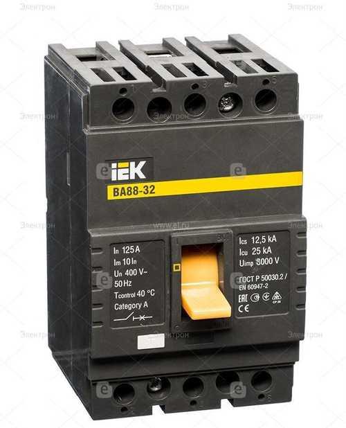 Автоматический выключатель ва 125а. IEK ba88-32. Выключатель автоматический 3п 125а ва 88-32 ИЭК. Автоматический выключатель 125а ИЭК. Выключатель автоматический ва88-32 3р 125а 25ка ИЭК sva10-3-0125 с кабелем.