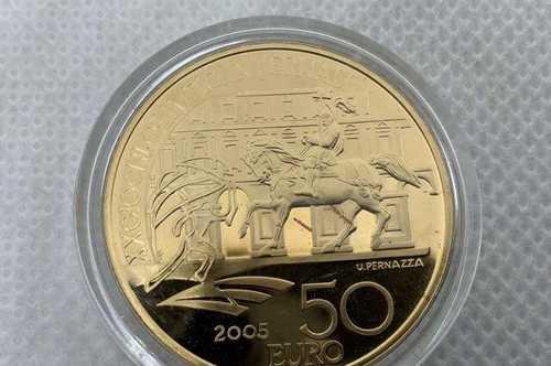 Золотая монета Италии 50 евро 2005г