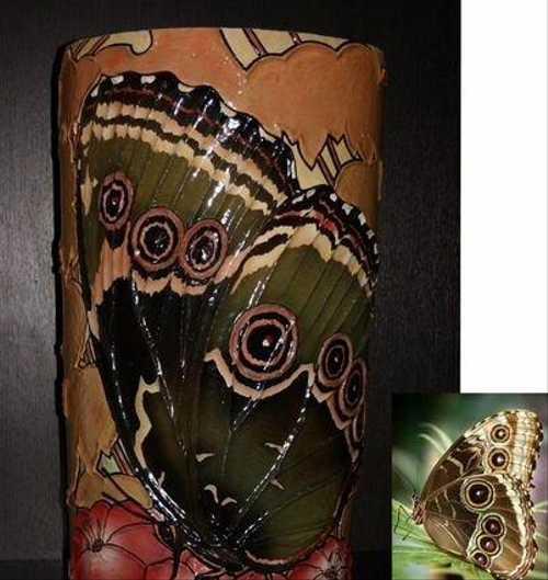Кашпо керамическое «Бабочка. Блю морфо»