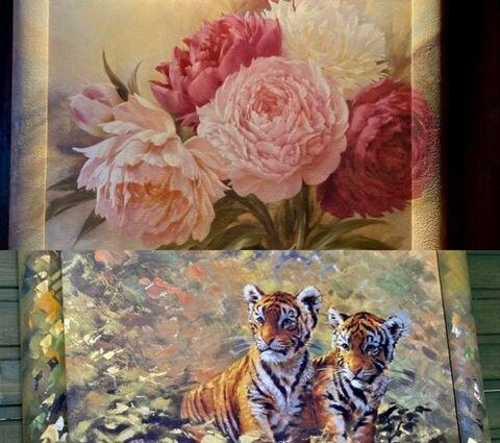 Картина Пионы Тигрята репродукция