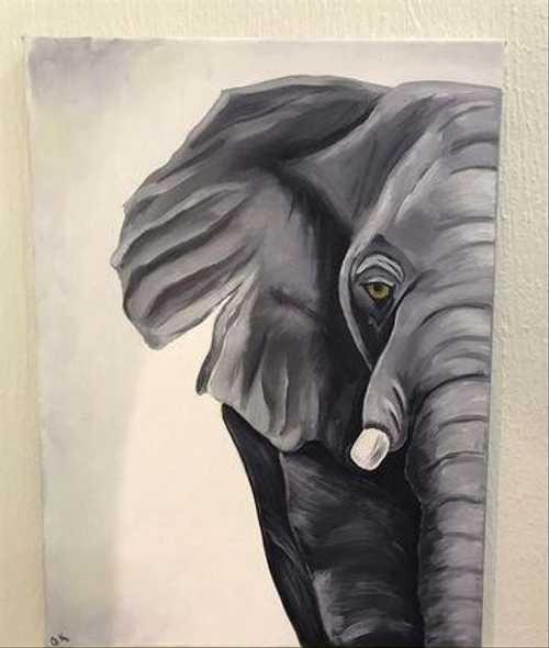 Картина маслом слон