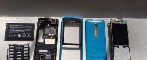 Телефон Nokia 301 dual SIM на запчасти голубой