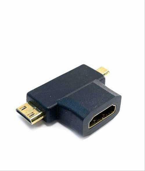 Переходник hdmi- mini hdmi + micro hdmi