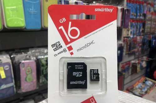 Карта памяти Micro SD 16GB Class 10 Smartbuy