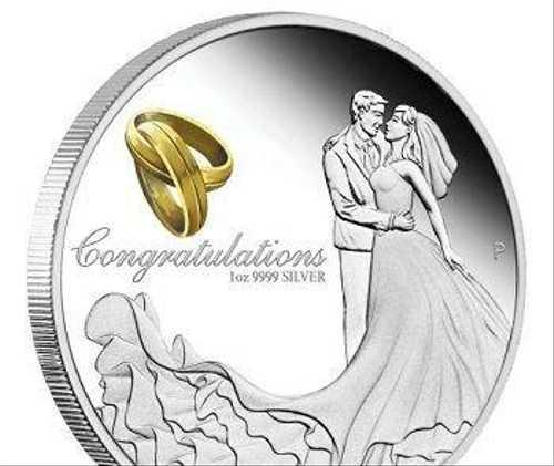 Монета Свадьба Жених и невеста Австралия 2020 год