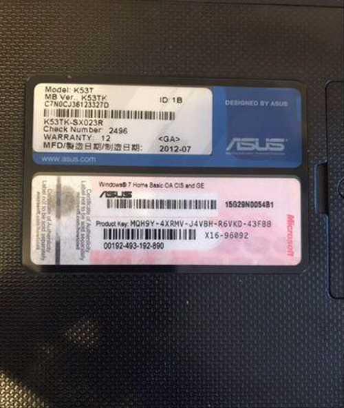 Ноутбук Asus k53t на запчасти