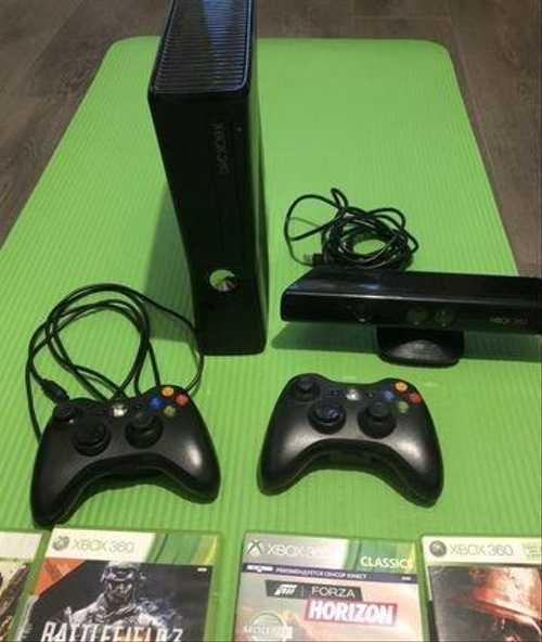 Xbox 360 s + kinect + игры