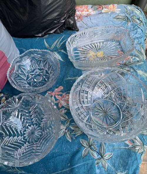 Хрусталь времен СССР вазы салатницы креманница