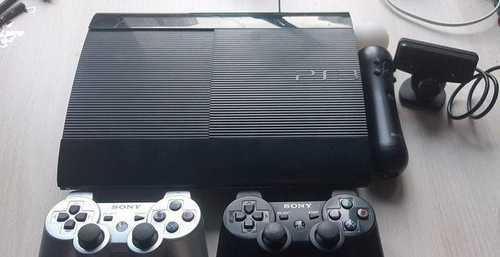 PS3 Super Slim + PS Move + 11 игр