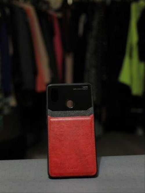 Чехол кожаный красный на смартфон Xiaomi Mi Max 3