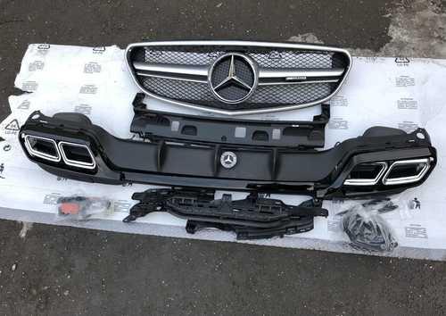 Mercedes E212 диффузор с насадками и решетка AMG