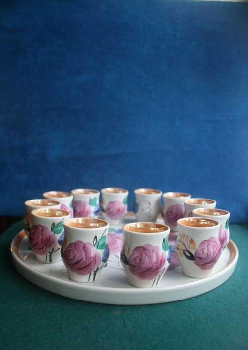 Чайник чашки стопки розы агашки цветы Дулево