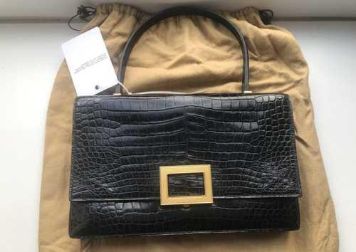 Hermes black vintage croco BAG 'DRU'