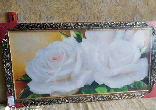 Картина гобелен новая розы белые