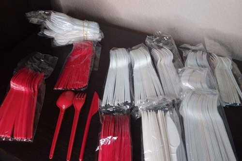 Одноразовая посуда, вилки ложки ножи, новое, 300шт