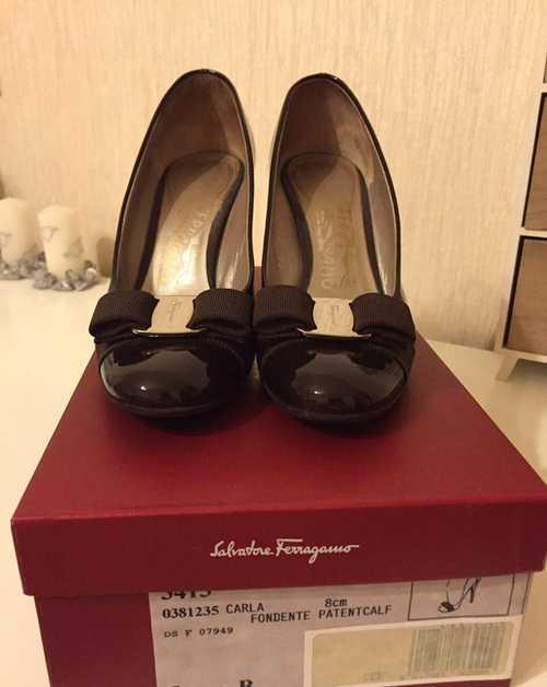 Туфли лаковые темно-коричневые Salvatore Ferragamo