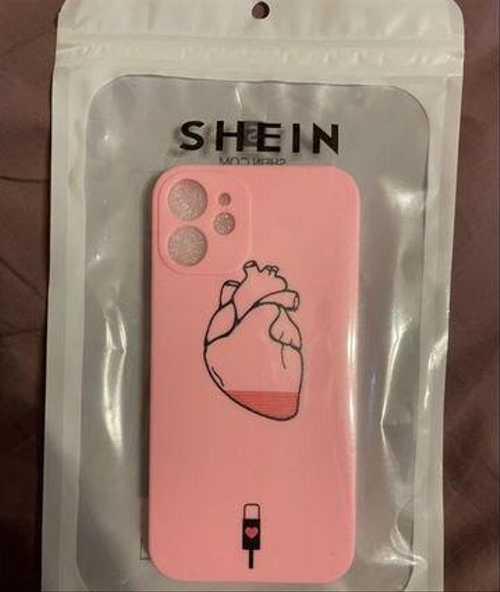 Розовый чехол с сердцем на iPhone 12 mini