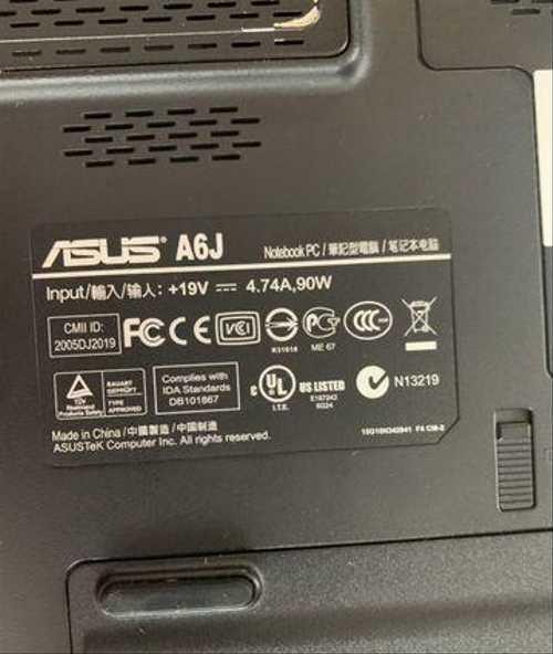 Asus A6j ноутбук 15’’