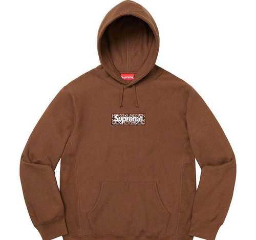 Supreme Bandana Box Logo Hooded Sweatshirt Brown L