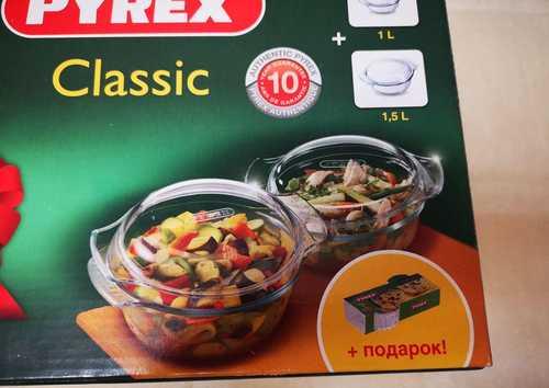 Стеклянные кастрюли с крышками Pyrex новые