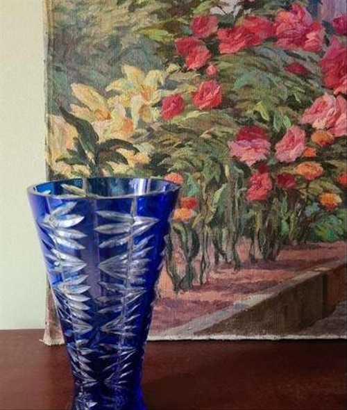 Винтажная #ваза, кобальтовое стекло, 70е