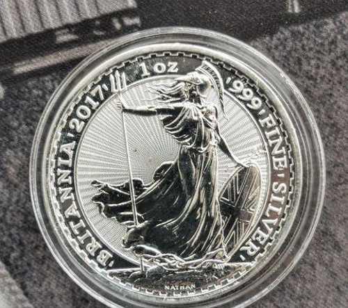 Серебряные монеты Британия 2017 г, 1 унция, 60 шт