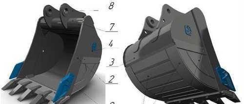 Усиленный ковш с бокорезами (V1.2м3) для Hitachi