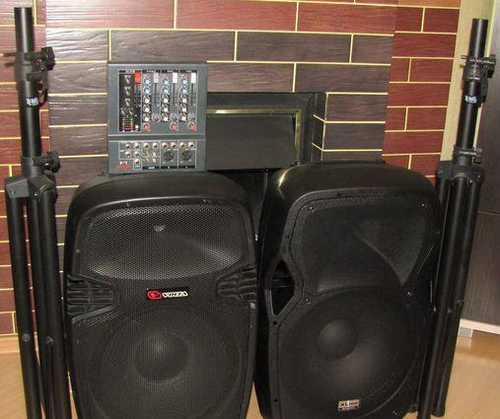 Колонки VX-D15" Pro 850W усилитель микшер штативы