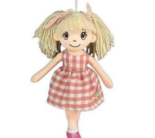 Кукла мягконабивная ABtoys в клетчатом платье, 30 см (M6045)