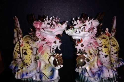 Фарфоровые статуэтки драконы
