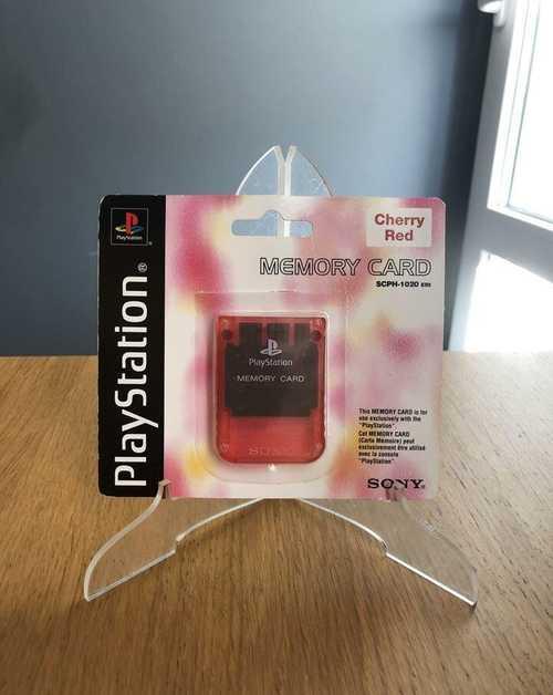 Memory Card для PS1, Cherry Red, запечатанный