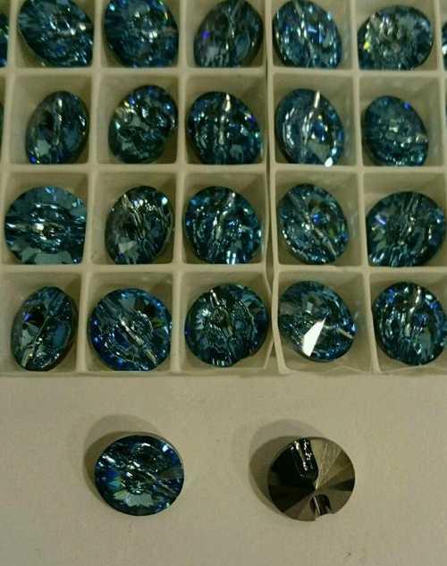 Пуговицы swarovski 3015 10мм Aquamarine