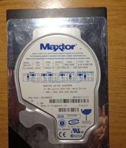 Ретро жесткий диск maxtor 541DX,HDD 10 GB