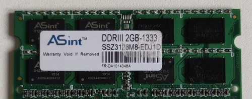 Модуль памяти DDR3 ASint 2Gb для ноутбуков