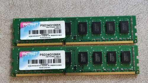 Оперативная память 4GB DDR3 2+2 1066MHz