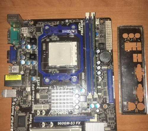 Мат. плат ASRock 960GM-S3 FX, Socket AM3+