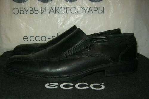 Ecco 44 туфли - лоферы на резинках кожа