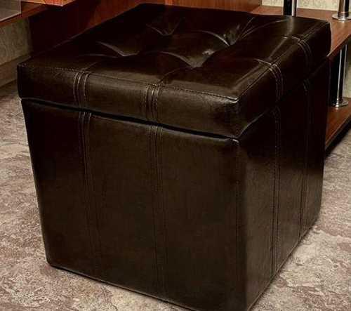 Кожаный пуф с ящиком для хранения