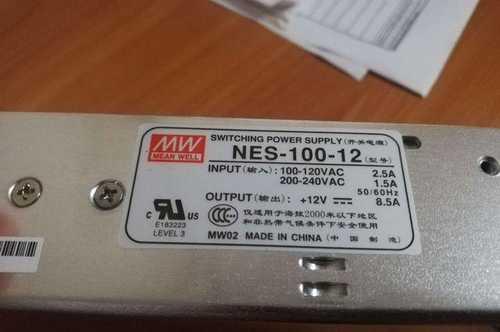 Блок питания Mean Well NES-100-12 12V, 8.5A для св