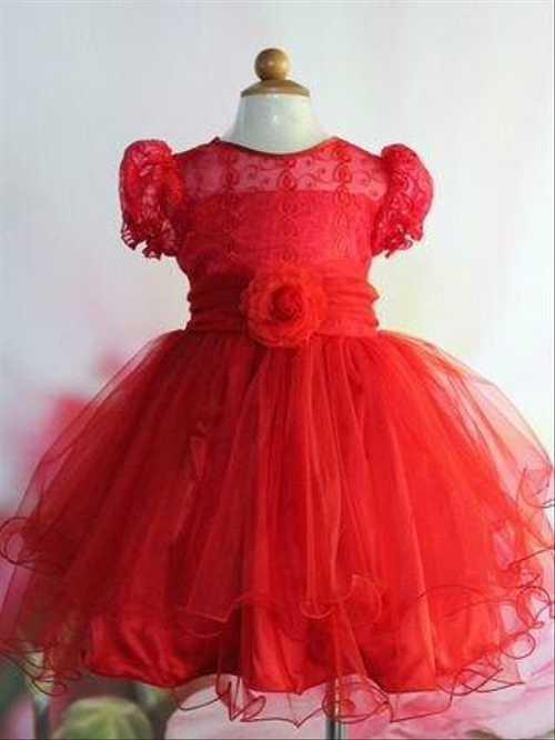 Платье красное пышное детское 92-98