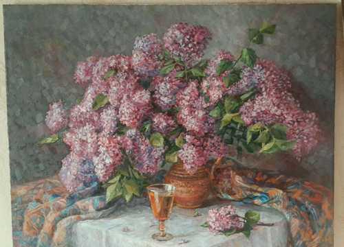Натюрморт с сиренью (картина маслом)