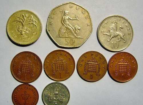 Монеты Великобритании, комплект 9 шт