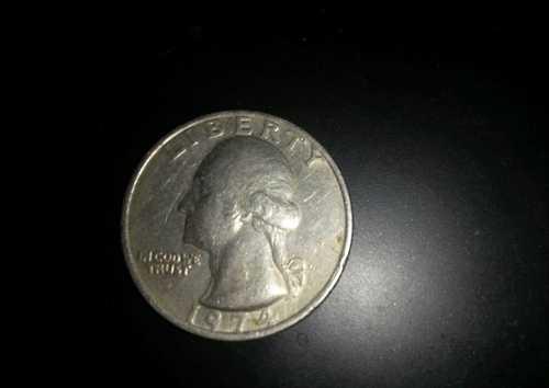 Liberty Quarter Dollar 1974 перевёртыш