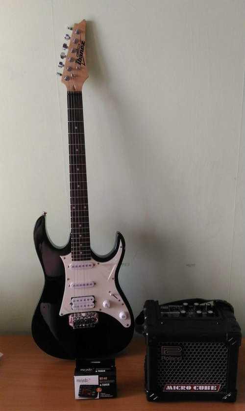 Электрогитара ibanez GRX40-BKN +комбик Roland