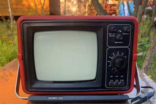 Euromatic-405 Винтажный портативный ч/б телевизор